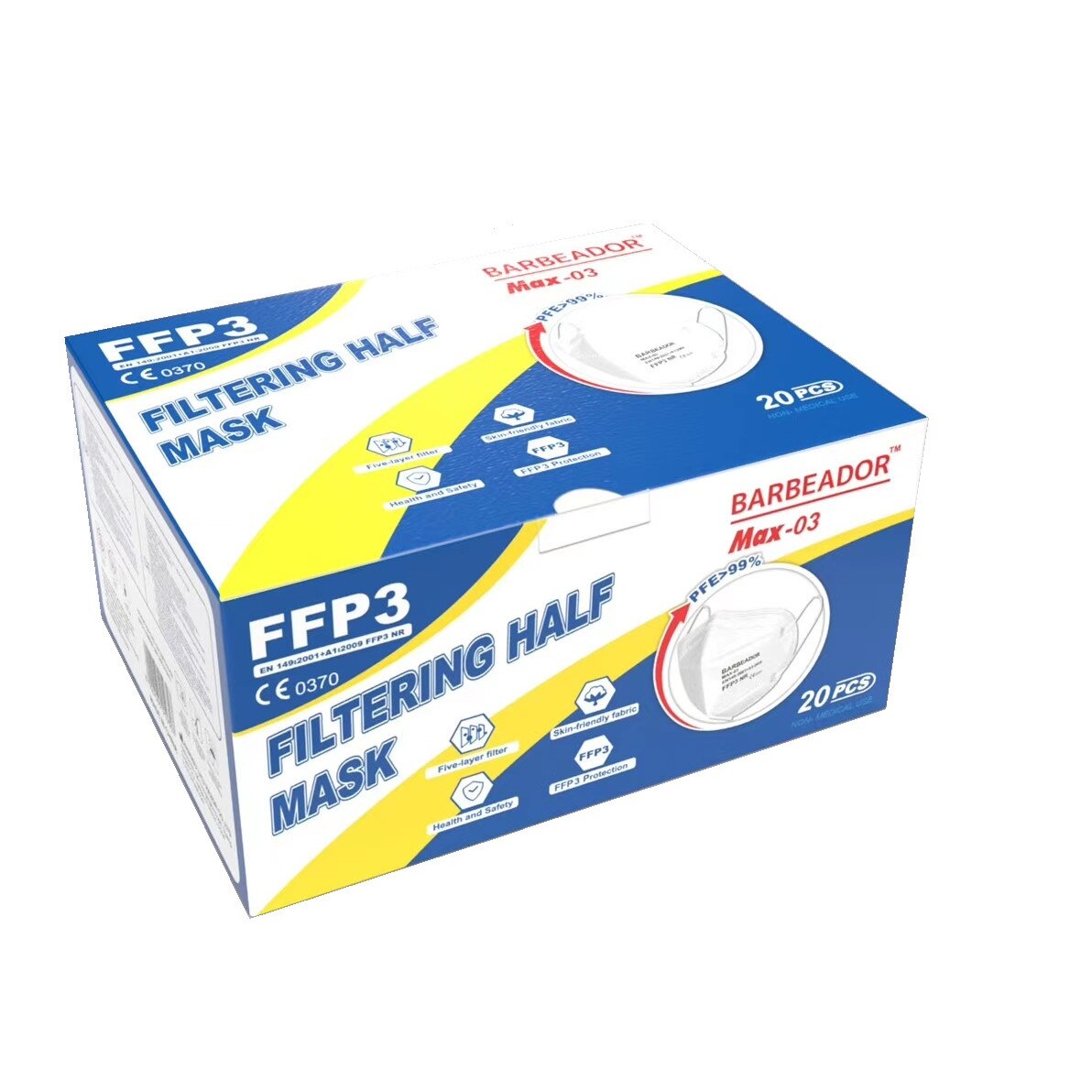 Masca de protectie respiratorie KN99 FFP3, Barbeador Max-03, cu 5 straturi, sigilata individual ...