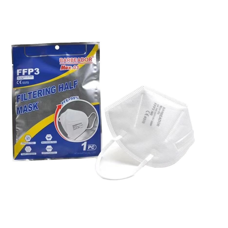 Set 2 masti de protectie respiratorie KN99 FFP3, Barbeador Max-03, cu 5 straturi, sigilate ...