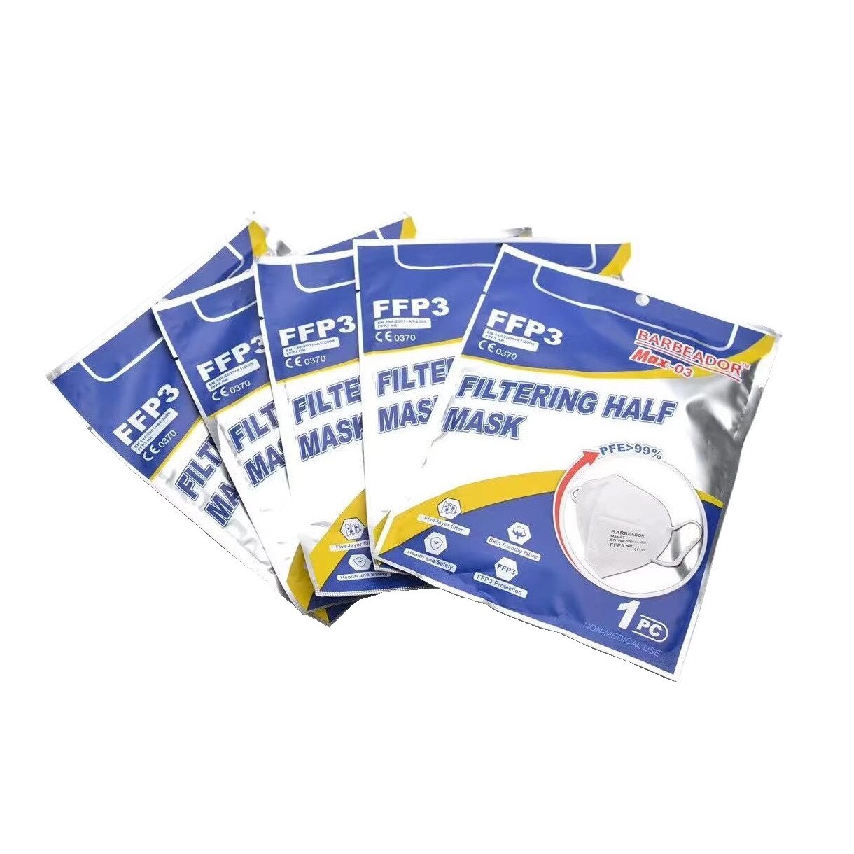 Masca de protectie respiratorie KN99 FFP3, Barbeador Max-03, cu 5 straturi, sigilata individual ...