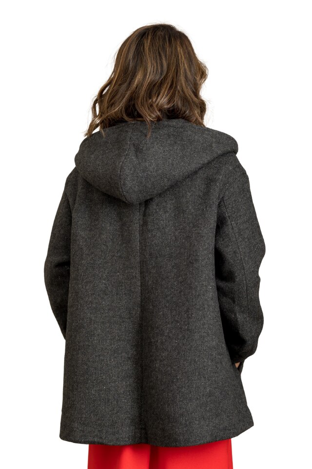 Jacheta dama cu gluga, Giorgal, Bery, din stofa, gri, 46EU - eMAG.ro