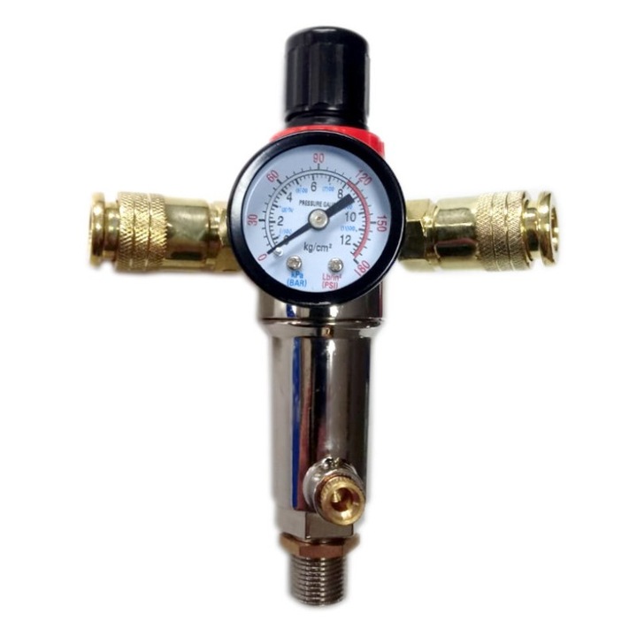 Reductor presiune cu filtru, Tagred, manometru, 2 cuple rapide, racord 3/8'', 12 bar, 1750 l/min ...