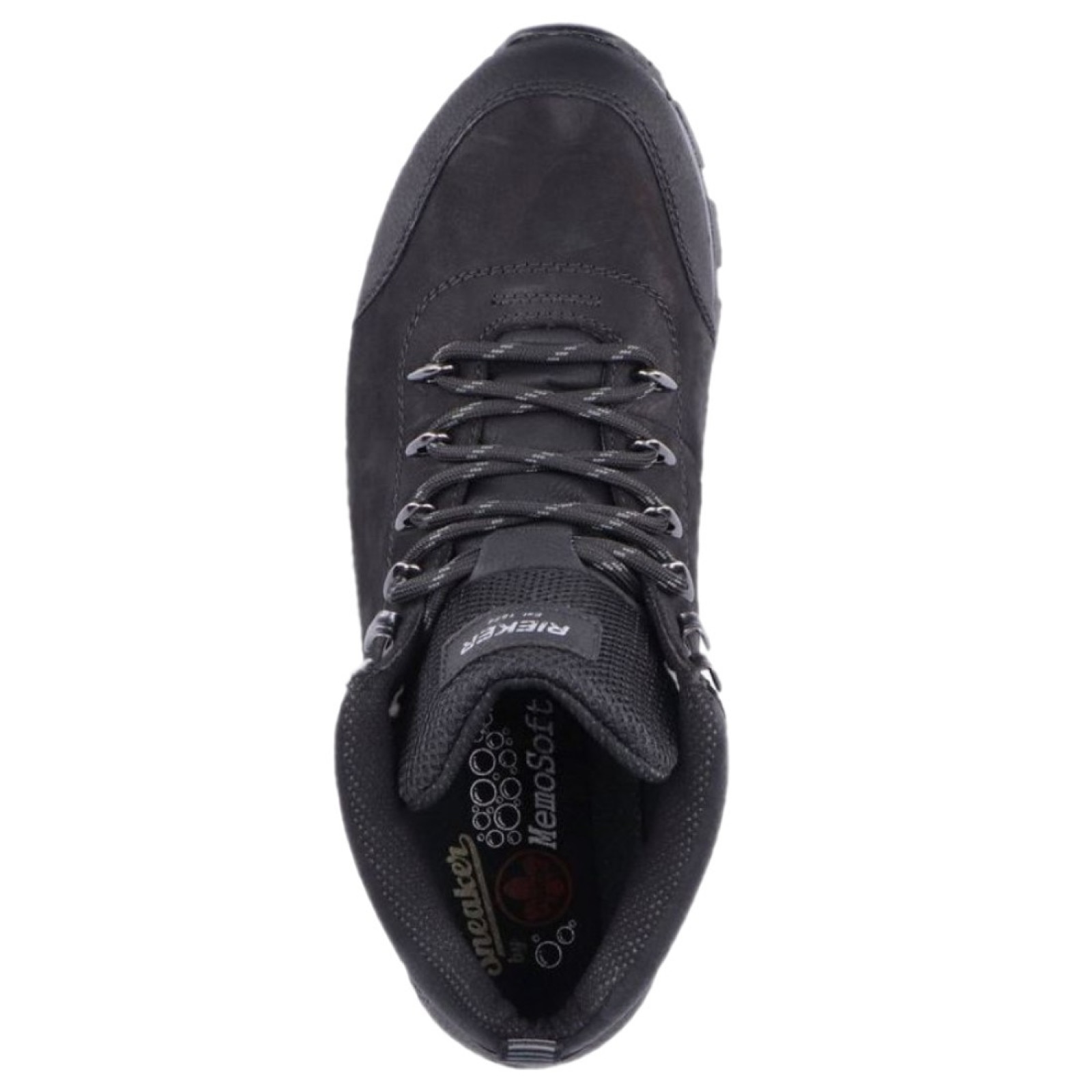 Botine pentru barbati, Rieker, Piele naturala, din nubuc, Negru/Gri ...