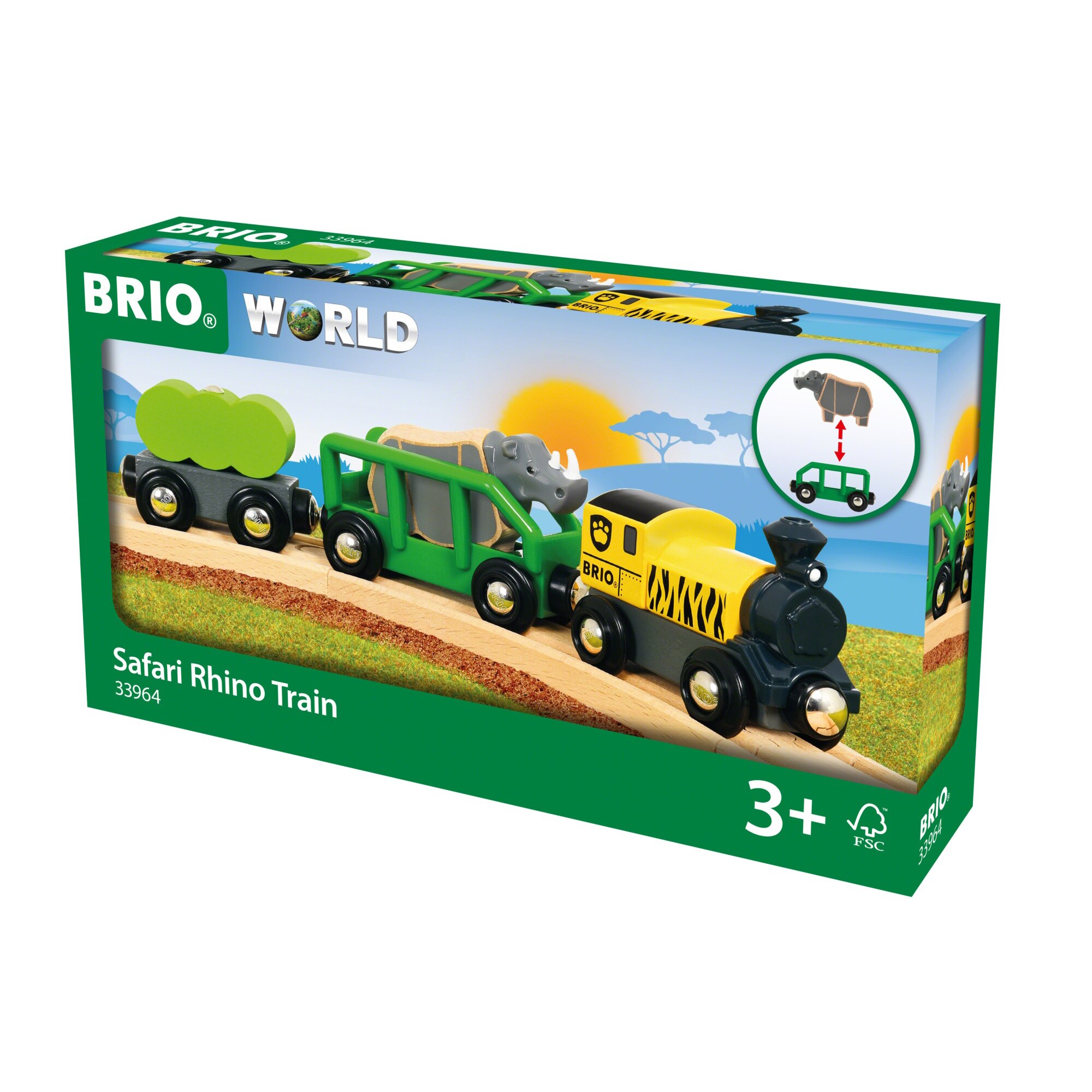 Tren din lemn Brio - Safari Rhino - eMAG.ro
