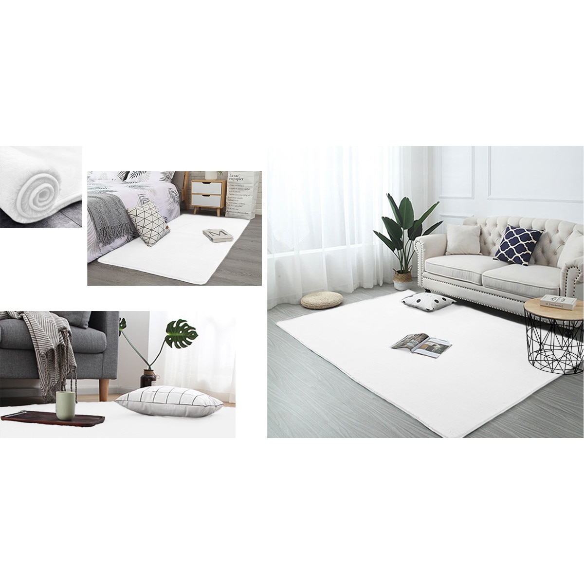 Covor Strado Rabbit 160x200, dreptunghi moale de plus, Alb - eMAG.ro