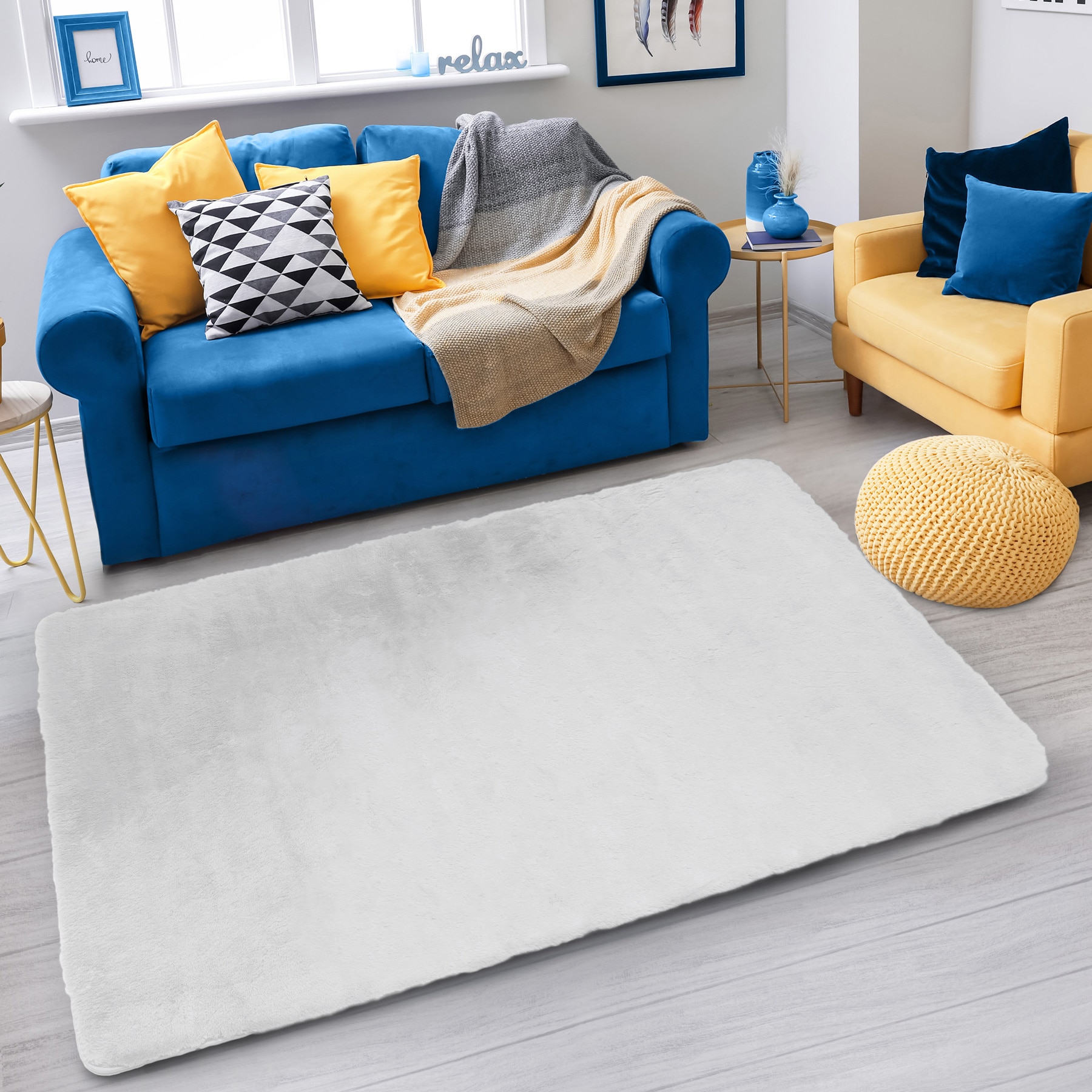 Covor Strado Rabbit 200x300, dreptunghi moale de plus, Alb - eMAG.ro