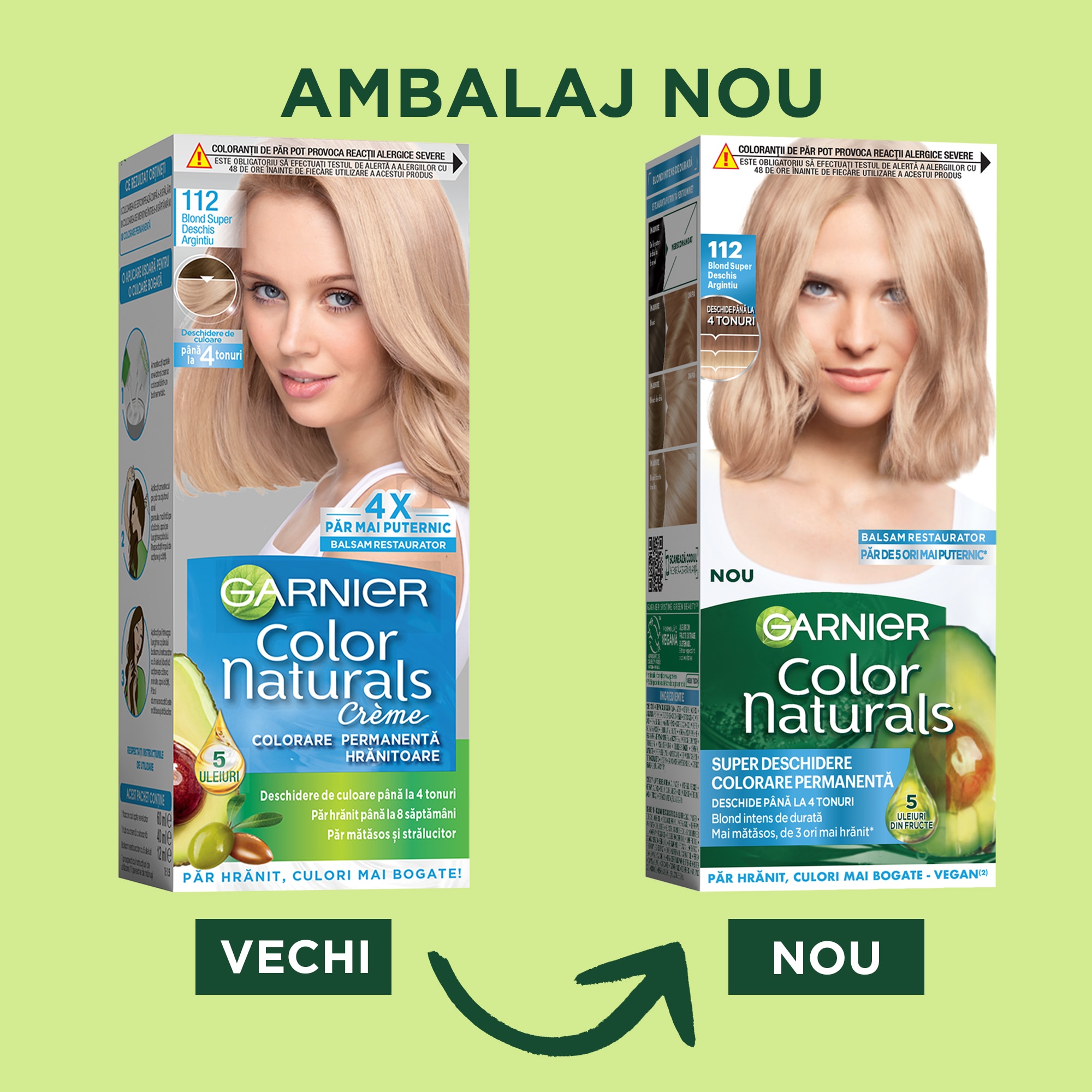 Vopsea de par permanenta cu amoniac Garnier Color Naturals, 112 Blond ...