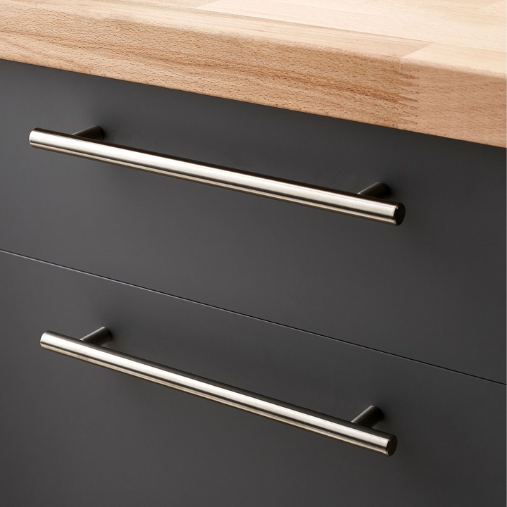 Set 50 manere inox 187 mm lungime, distanta gauri 128 mm cu suruburi de ...