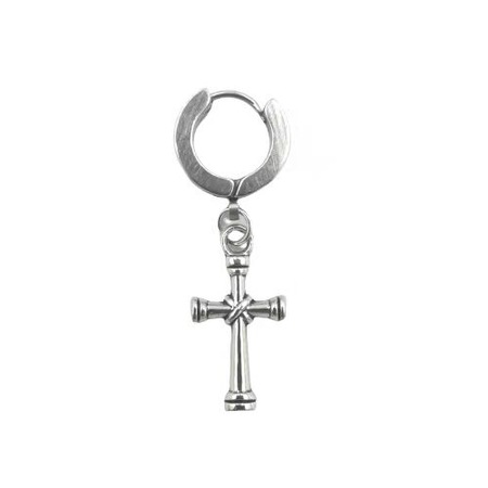 Cercel din Inox, Nevermore, Model Cruce, Argintiu - eMAG.ro