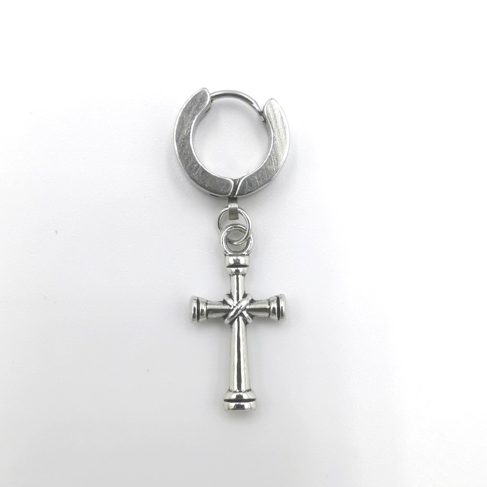 Cercel din Inox, Nevermore, Model Cruce, Argintiu - eMAG.ro