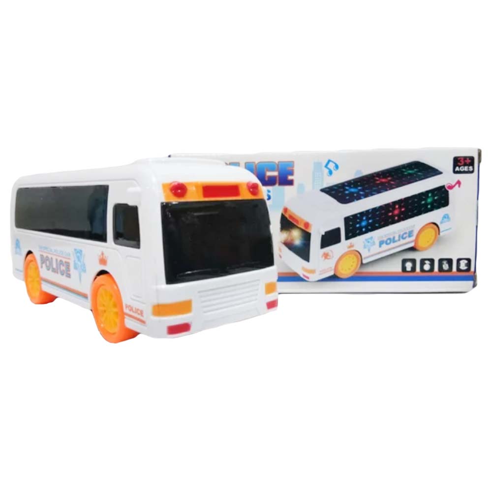 Autobuz de politie de jucarie, interactiv, cu sunete si lumini, 19 x 9 ...