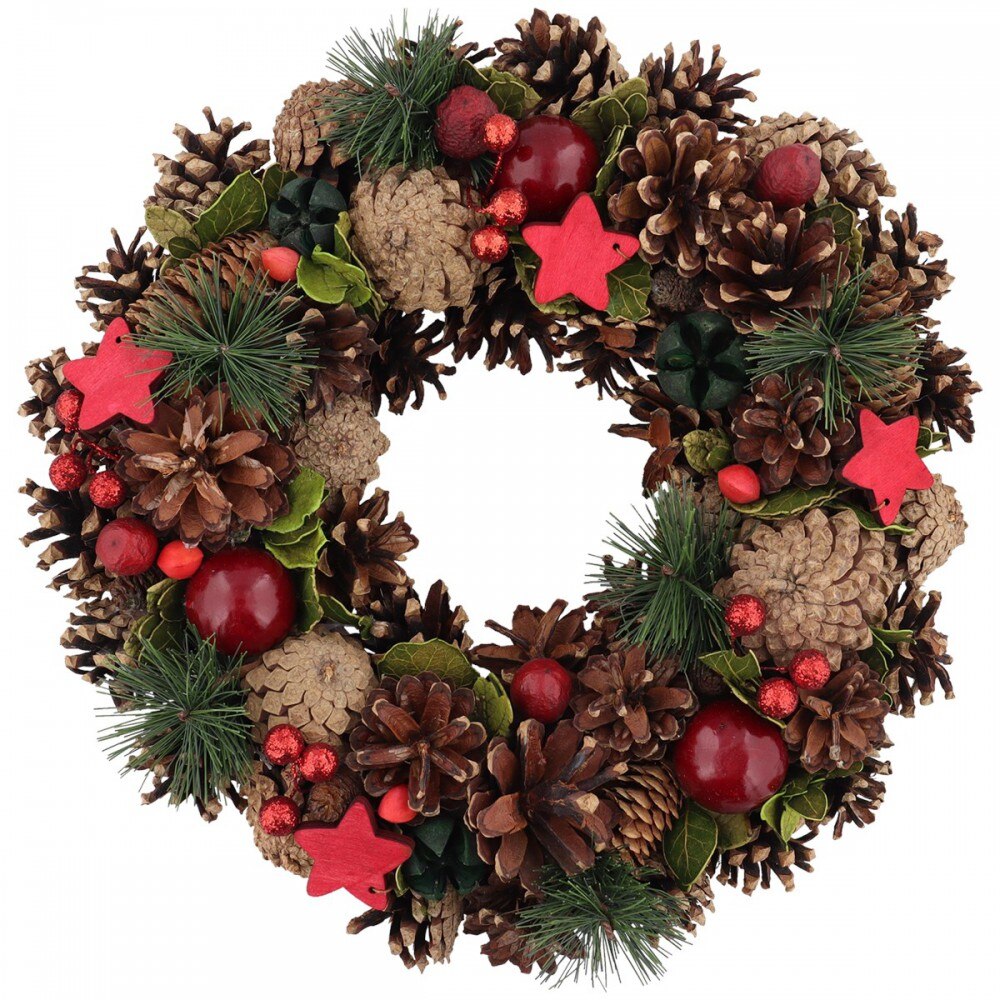 Coronita de craciun cu conuri de pin pentru usa diametru 32 cm - eMAG.ro