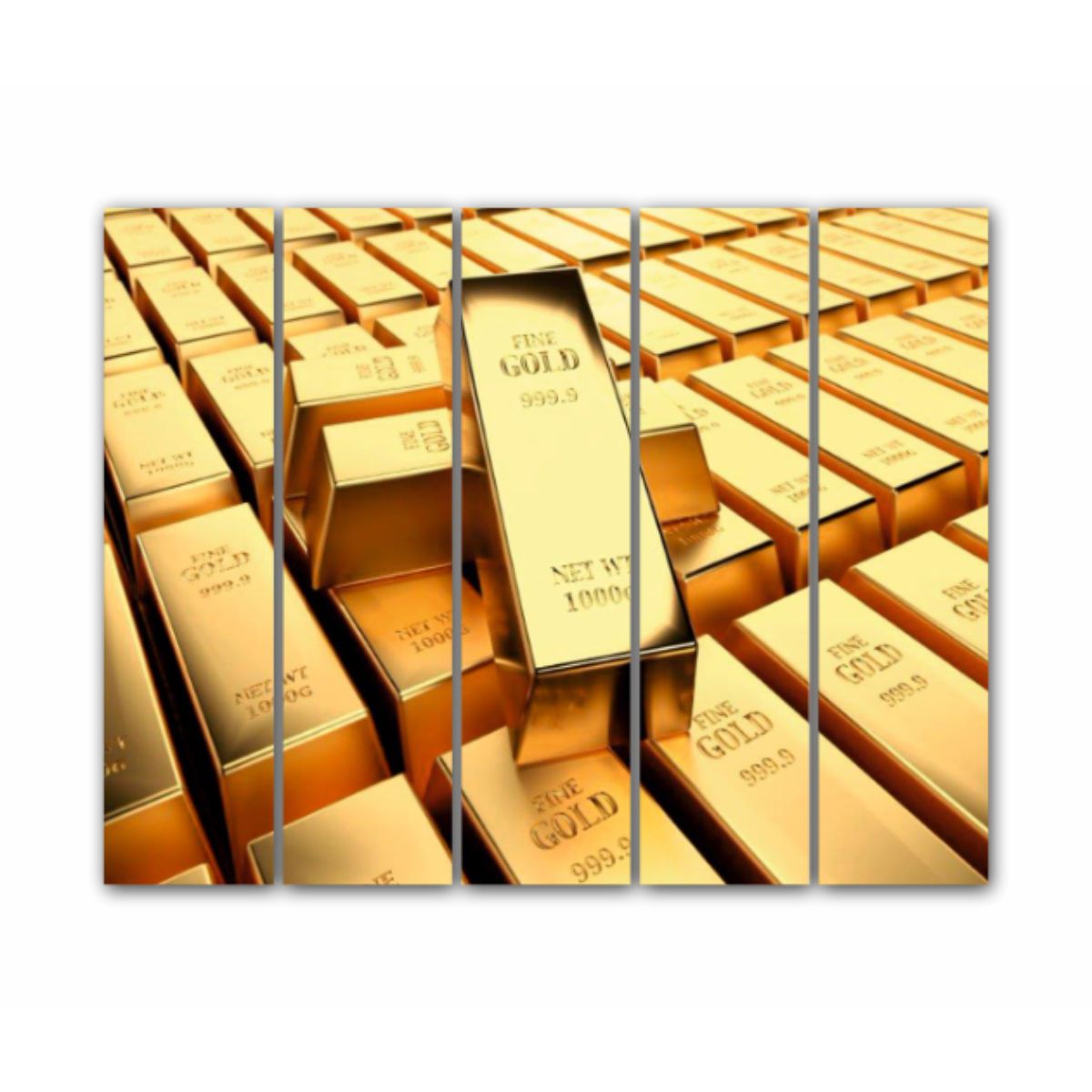 Set 5 Tablouri Multicanvas, Golden Bars 202, Tipar UV pe panza Frontlit ...