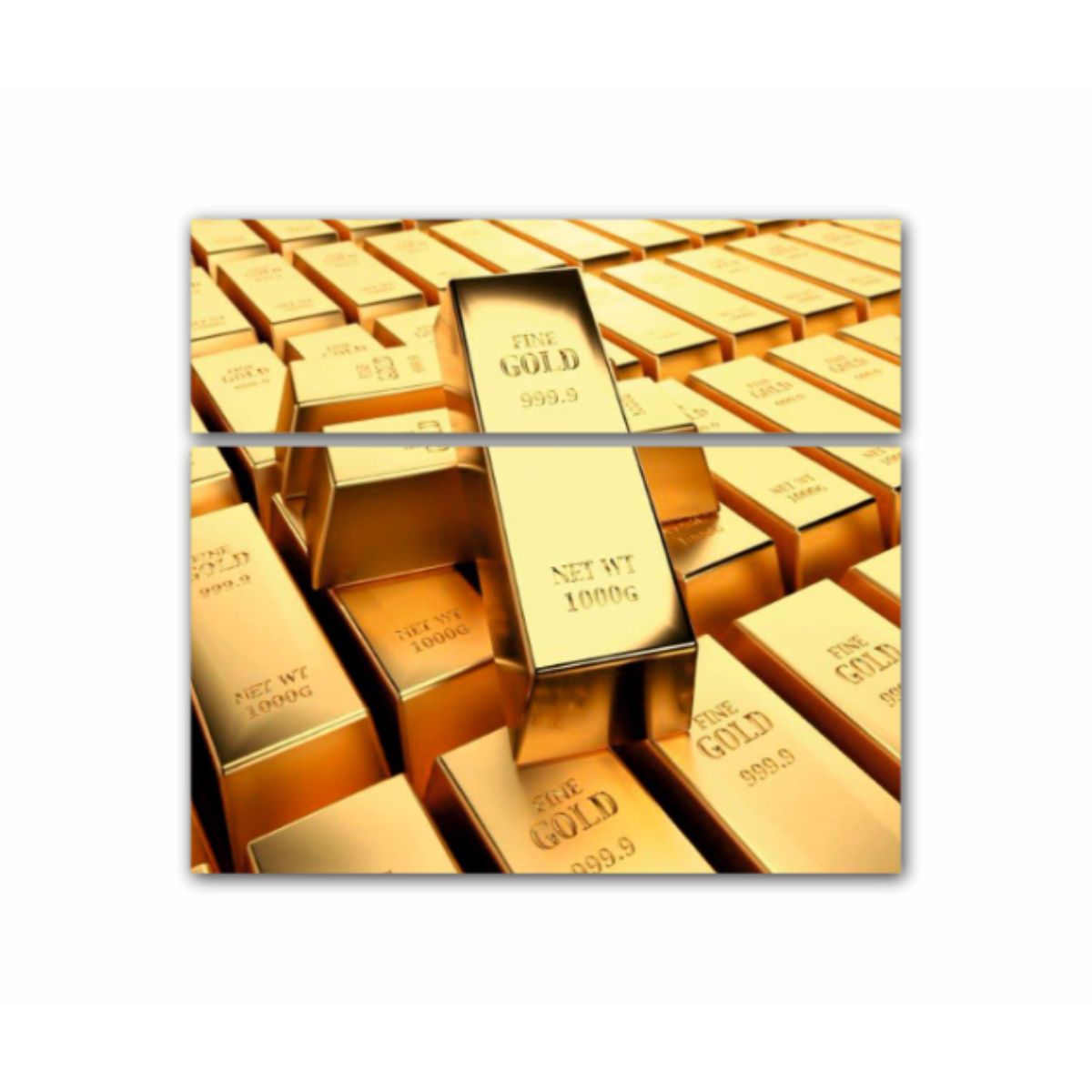 Set 2 Tablouri Multicanvas, Golden Bars 202, Tipar UV pe panza Frontlit ...