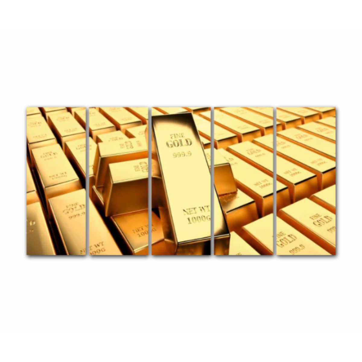 Set 5 Tablouri Multicanvas, Golden Bars 202, Tipar UV pe panza Frontlit ...