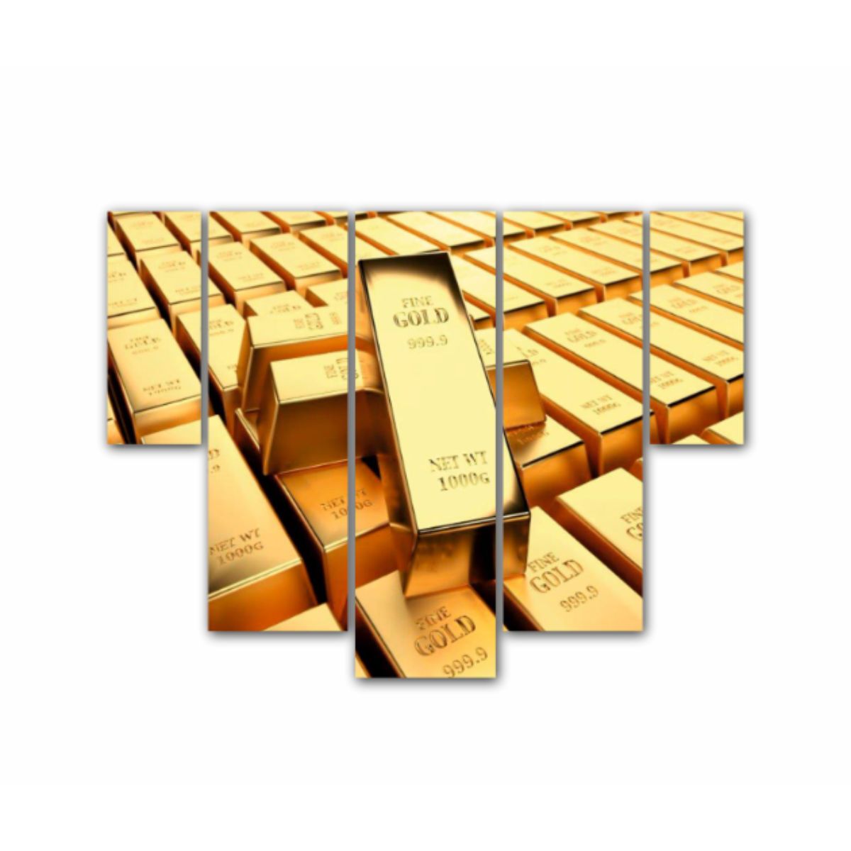 Set 5 Tablouri Multicanvas, Golden Bars 202, Tipar UV pe panza PREMIUM ...