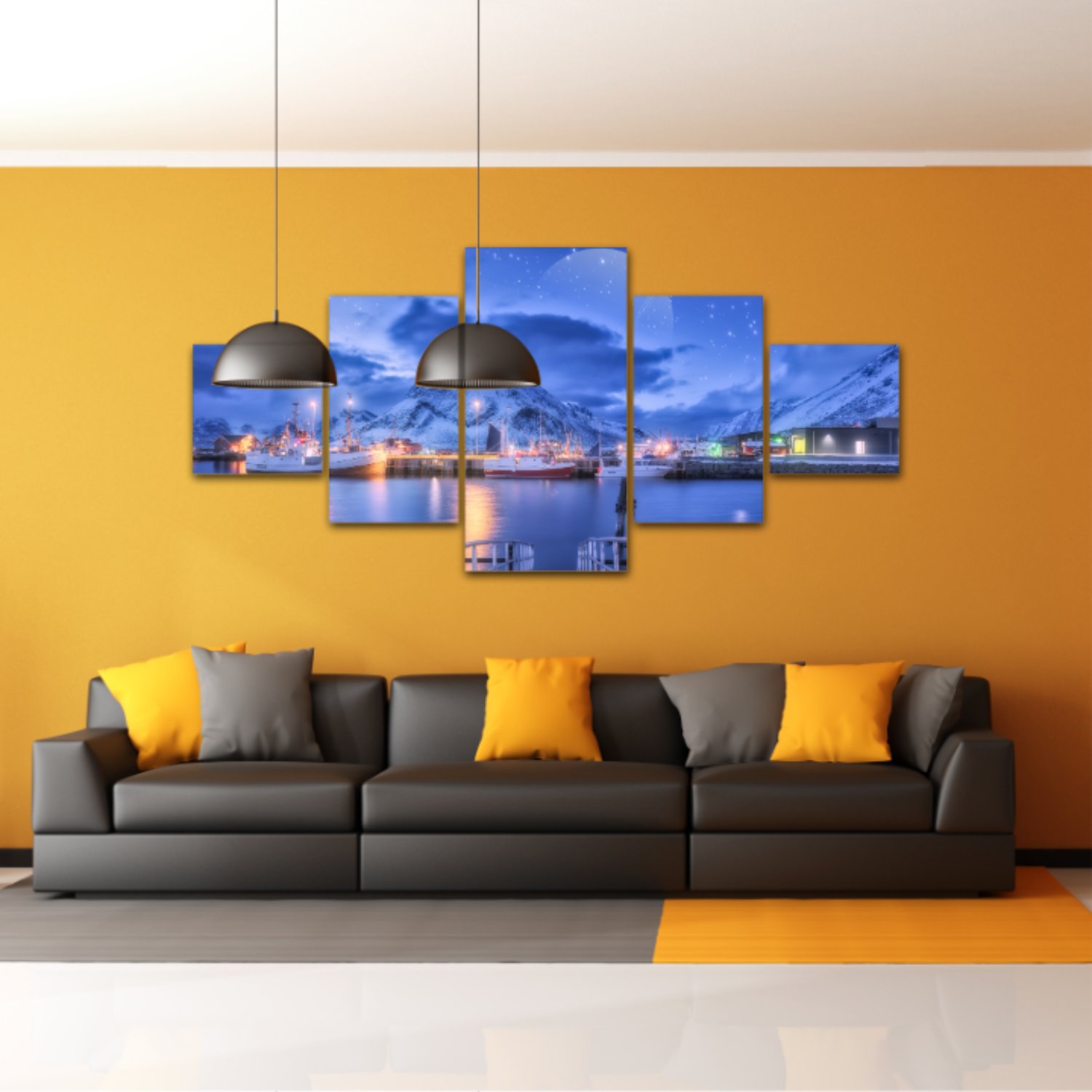 Set 5 Tablouri Multicanvas, Lac Zapada Munt 448, Tipar UV pe panza ...