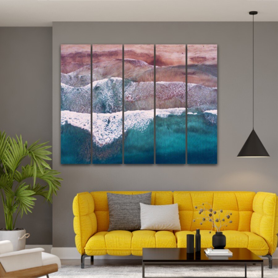 Set 5 Tablouri Multicanvas, Valurile Oceanului 427, Tipar UV pe panza ...