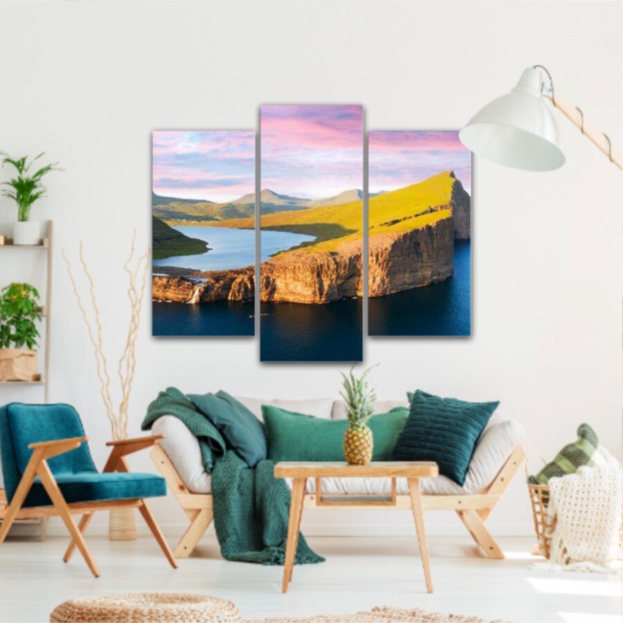 Set 3 Tablouri Multicanvas, Lacul Sorvagsvatn, Insulele Feroe 441 ...