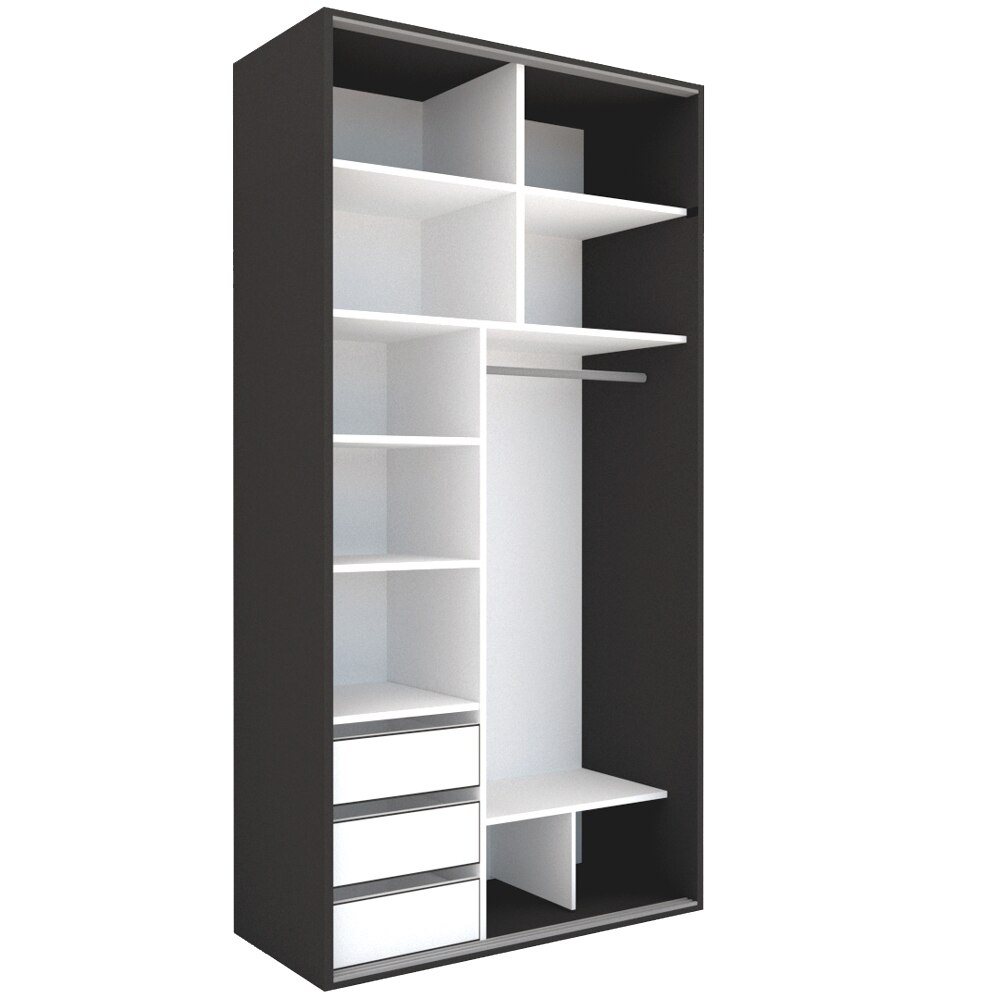 Dressing, Genarom LEX A, Negru Lucios / Oglinda, 151 x 240 x 66 cm ...