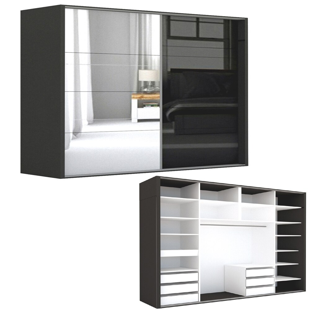 Dressing, Genarom LEX D, Oglinda / Negru Lucios, 261 x 240 x 66 cm ...