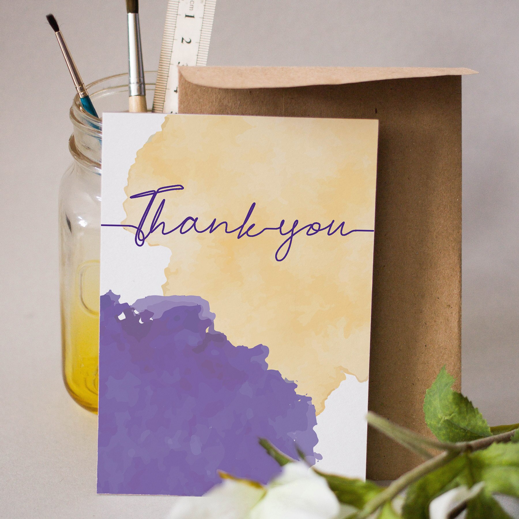 Felicitare cu plic, hartie texturata premium - One line Thank you - eMAG.ro