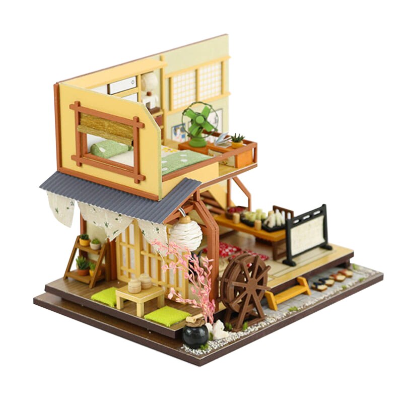 Casuta de papusi miniatura DIY Japoneza cu etaj, Habarri, Material Lemn ...