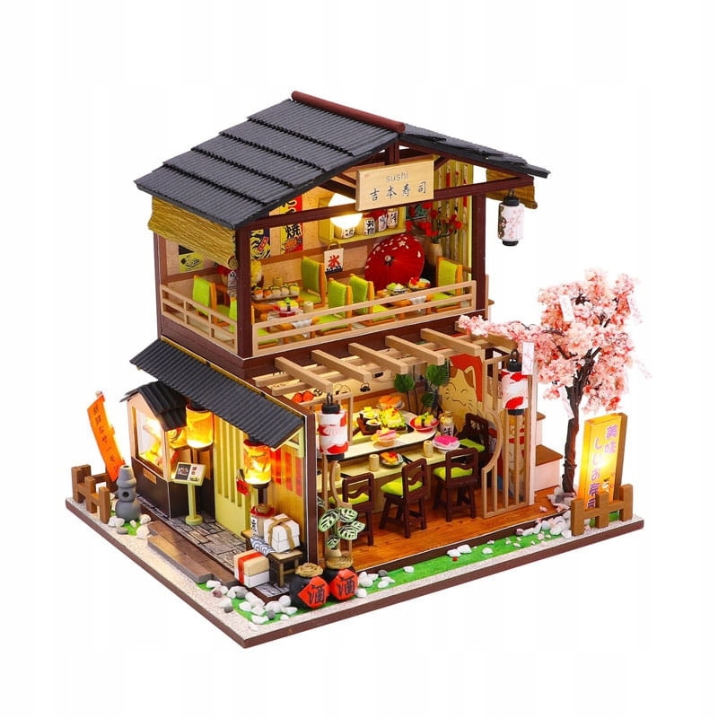 Casuta de papusi miniatura DIY Sushi Sakura, Habarri, Material Lemn ...