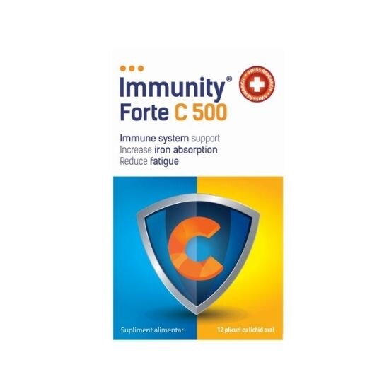 Supliment Alimentar Immunity Forte C500, 12 plicuri, Sustine sistemul ...