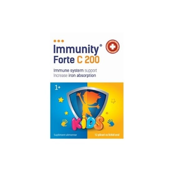 Supliment Alimentar Immunity Forte C200, Kids, 12 plicuri, Recomandat ...