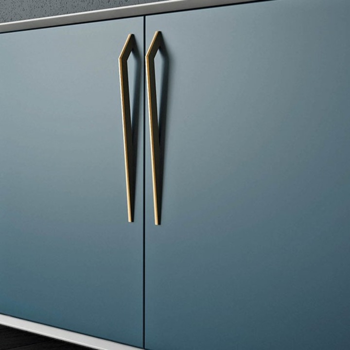 Maner mobilier Mimoza, aluminiu, finisaj mat, 373x34x8 mm, auriu - eMAG.ro