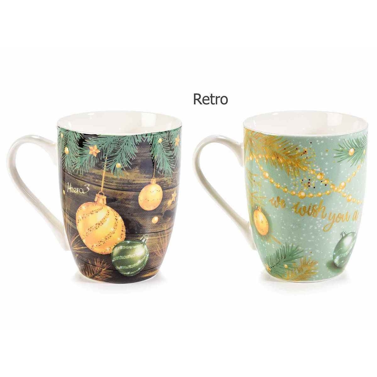 Set 2 cani din portelan si cutie cadou model Craciun 8x11 cm - eMAG.ro