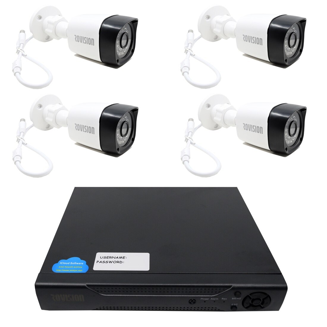 Система за наблюдение с 4 външни FULL HD камери, 20 m IR, 4-канален DVR ...