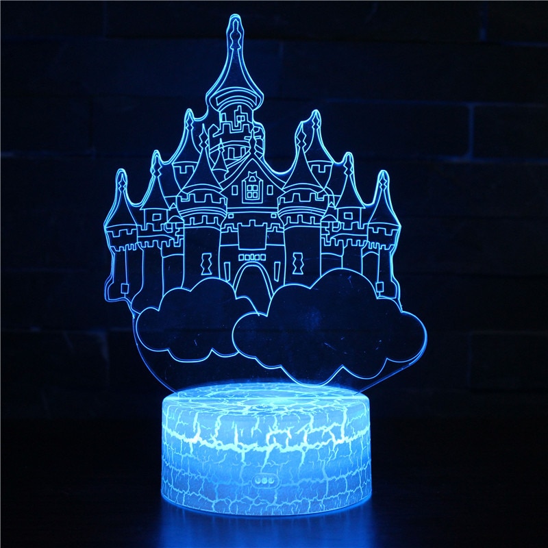 Lampa de Veghe 3D Led, Castelul din nori, LedMagic, 16 culori,Baza ...