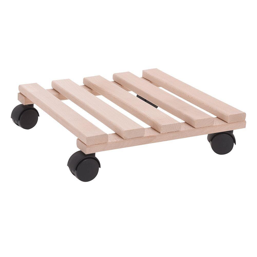 Suport ghiveci cu roti, Vilde, Lemn, 30x30 cm, 40 Kg, Maro - eMAG.ro