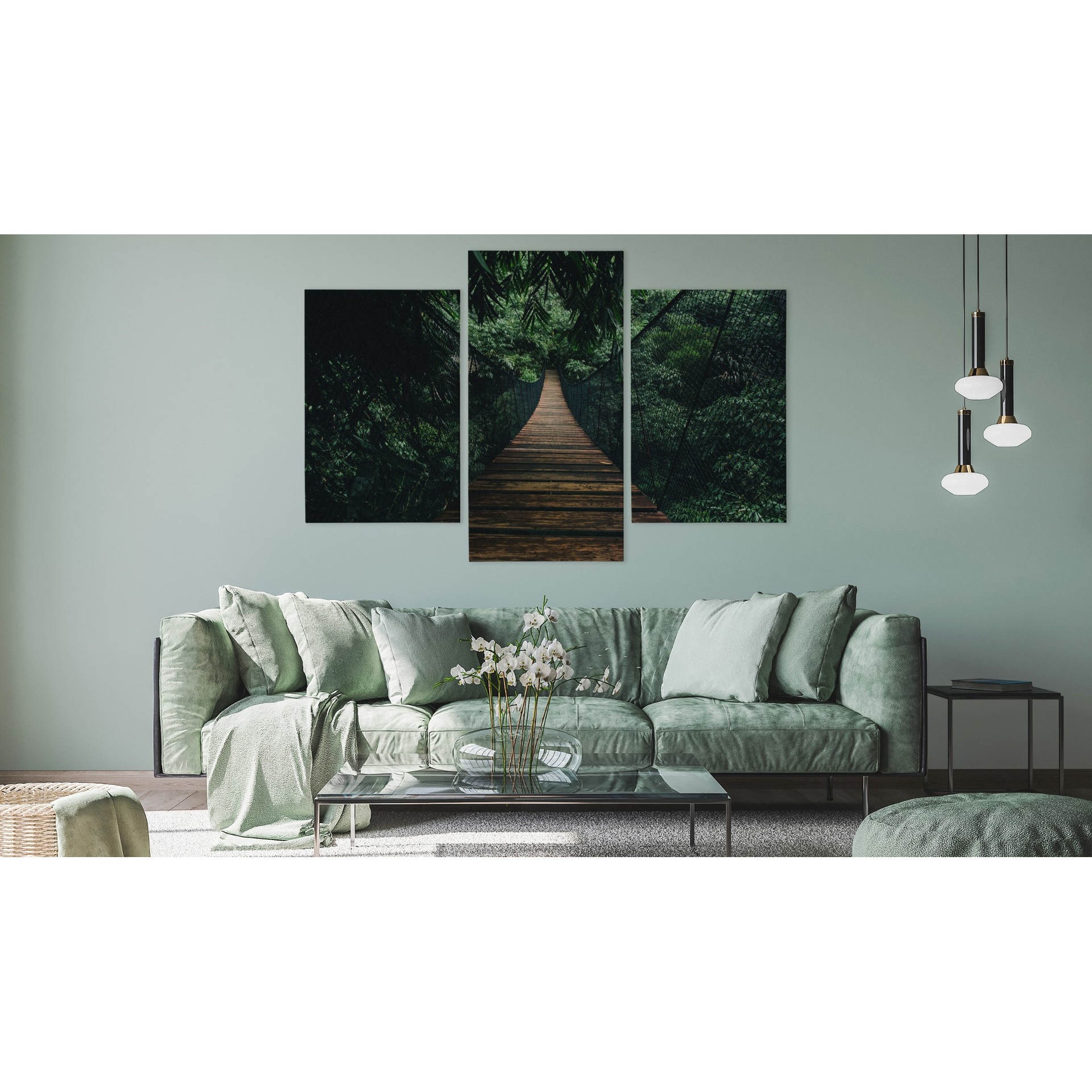 Set Tablou 3 Piese Triptic POD Padure Frunze Peisaj 3D 150cm x 100cm ...