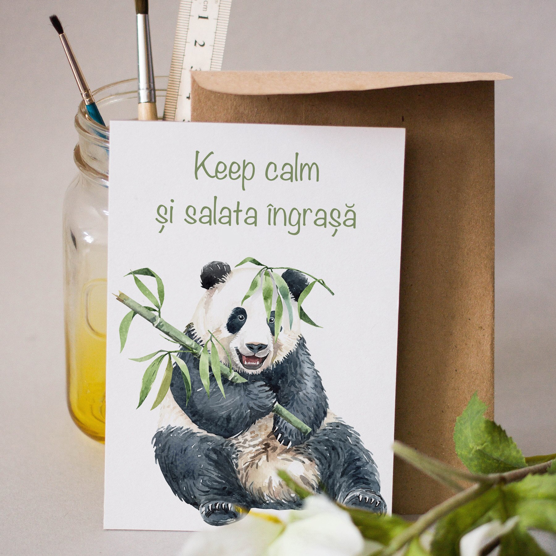 Felicitare cu plic, hartie texturata premium - "Si salata ingrasa ...