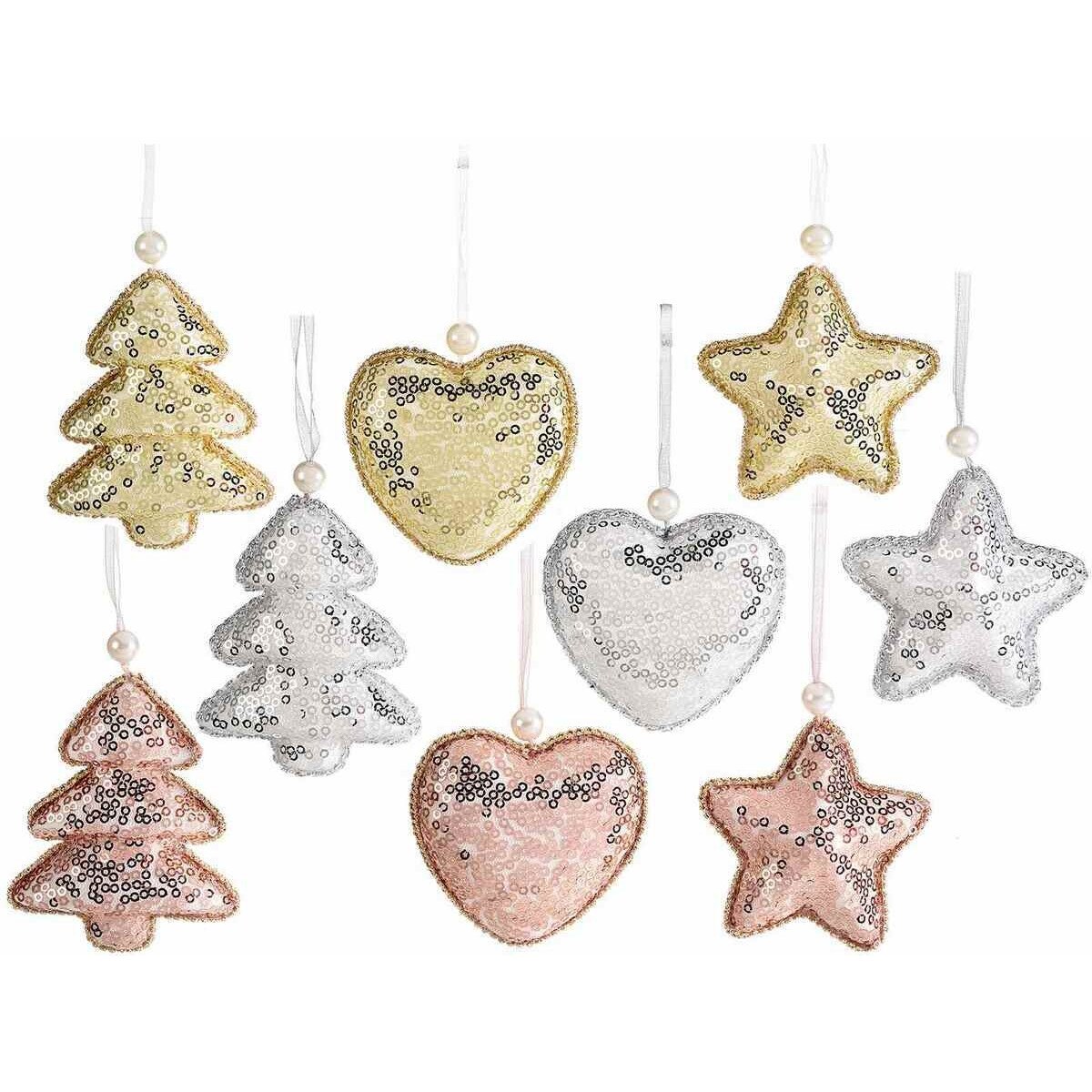 Set 9 ornamente brad din textil si paiete 7x2x9 cm - eMAG.ro