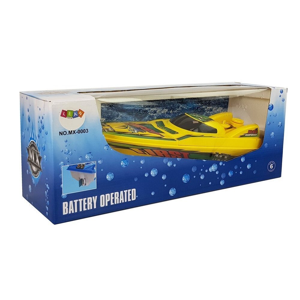Barcutza cu motor pentru copii, Lean Toys, Galben, 40cm - eMAG.ro