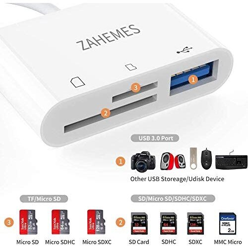 Card reader, 3 in 1, USB-C, Alb - eMAG.ro