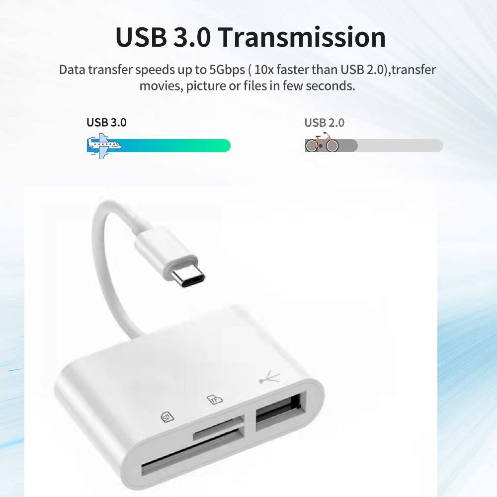Card reader, 3 in 1, USB-C, Alb - eMAG.ro