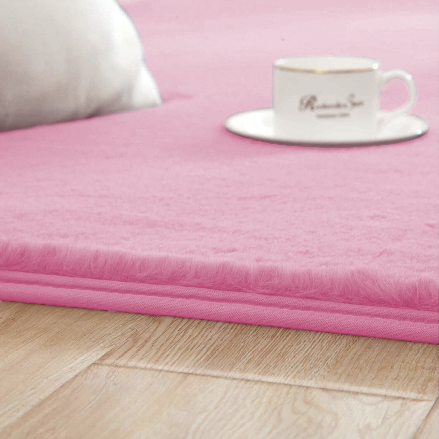 Covor Strado Rabbit 160x200, dreptunghi moale de plus, Roz/Crem - eMAG.ro