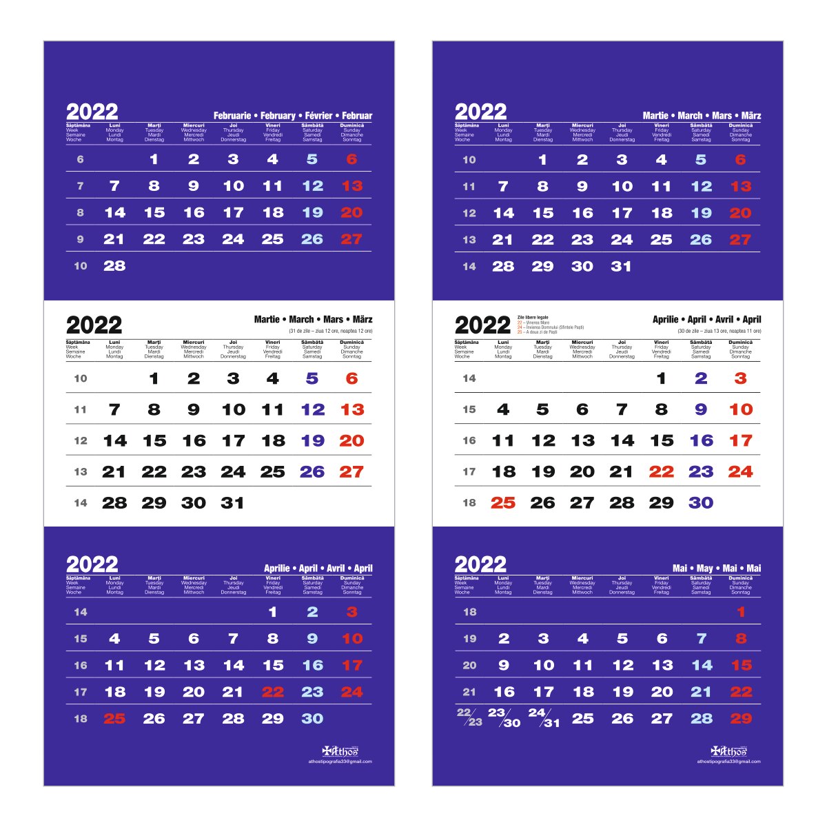 Calendar de birou 2022, Triptic, 8x17 cm - eMAG.ro