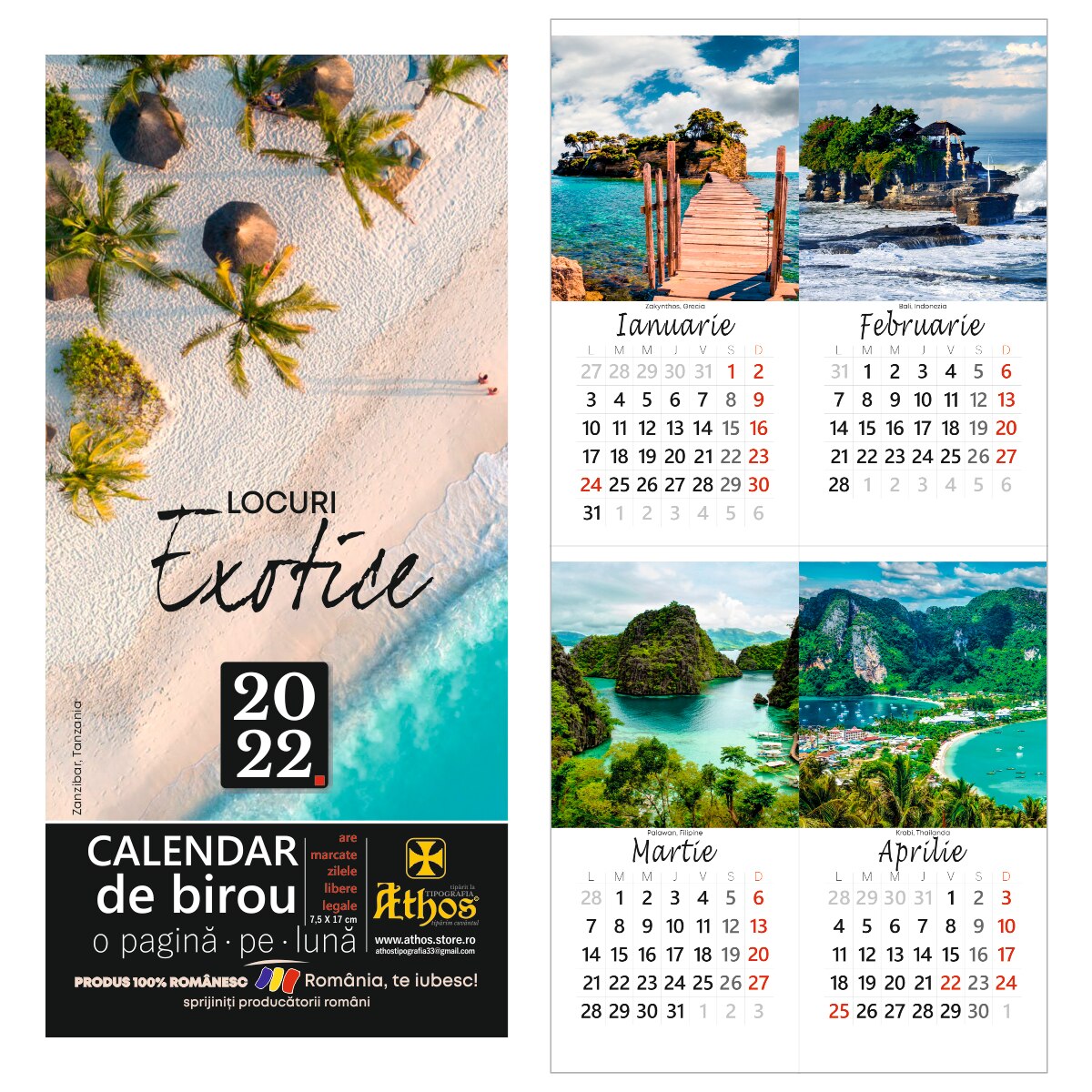 Calendar de birou 2022, Locuri Exotice, 7,5x17 cm - eMAG.ro