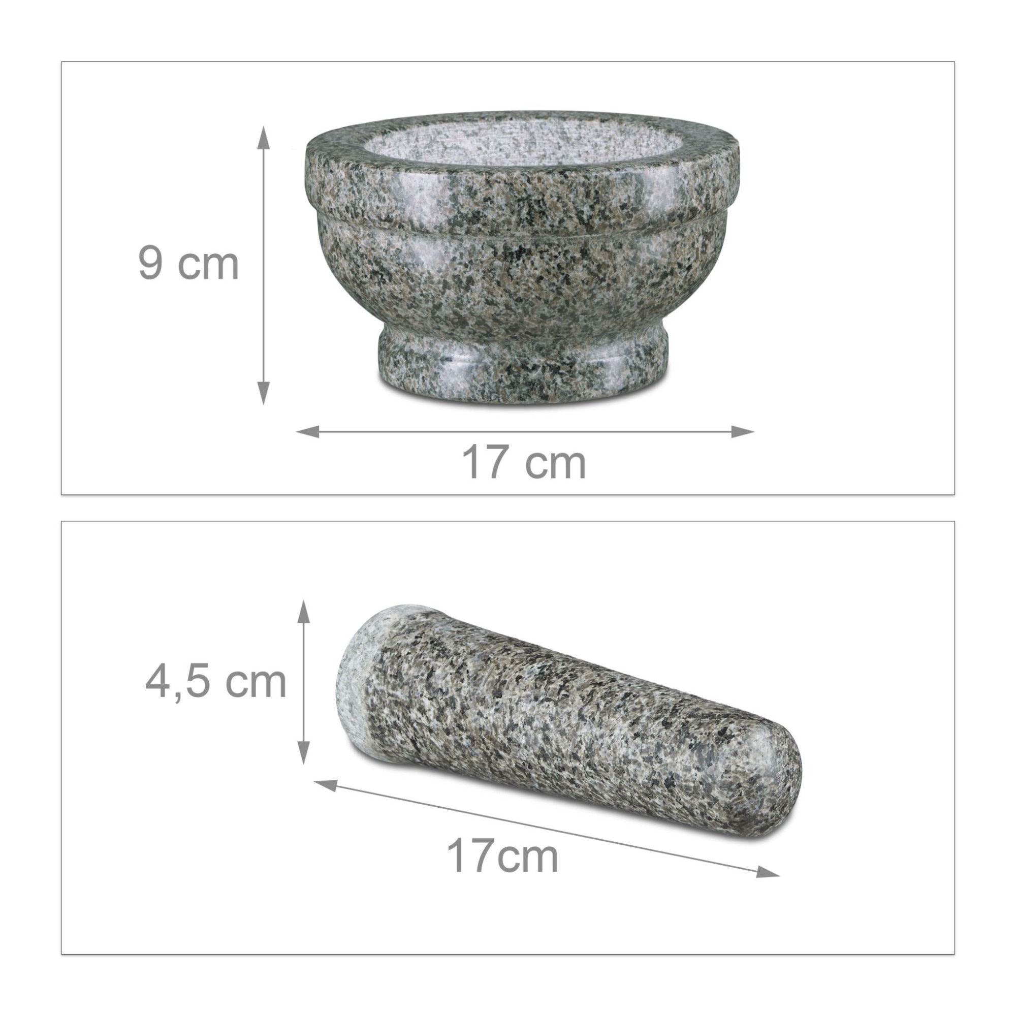 Mojar cu pistil Relaxdays, granit, 9 x 17 cm - eMAG.ro
