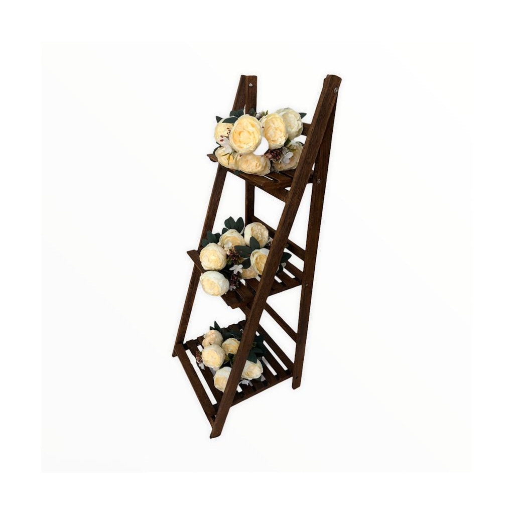 Etajera flori cu 3 rafturi, Accent ,110321, MDF, Maro, 40/37/115 cm ...