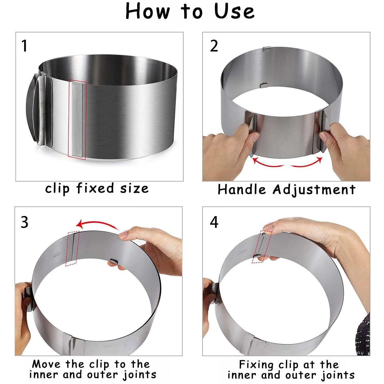 Forma pentru prajituri, Inox, Reglabila, Argintiu - eMAG.ro