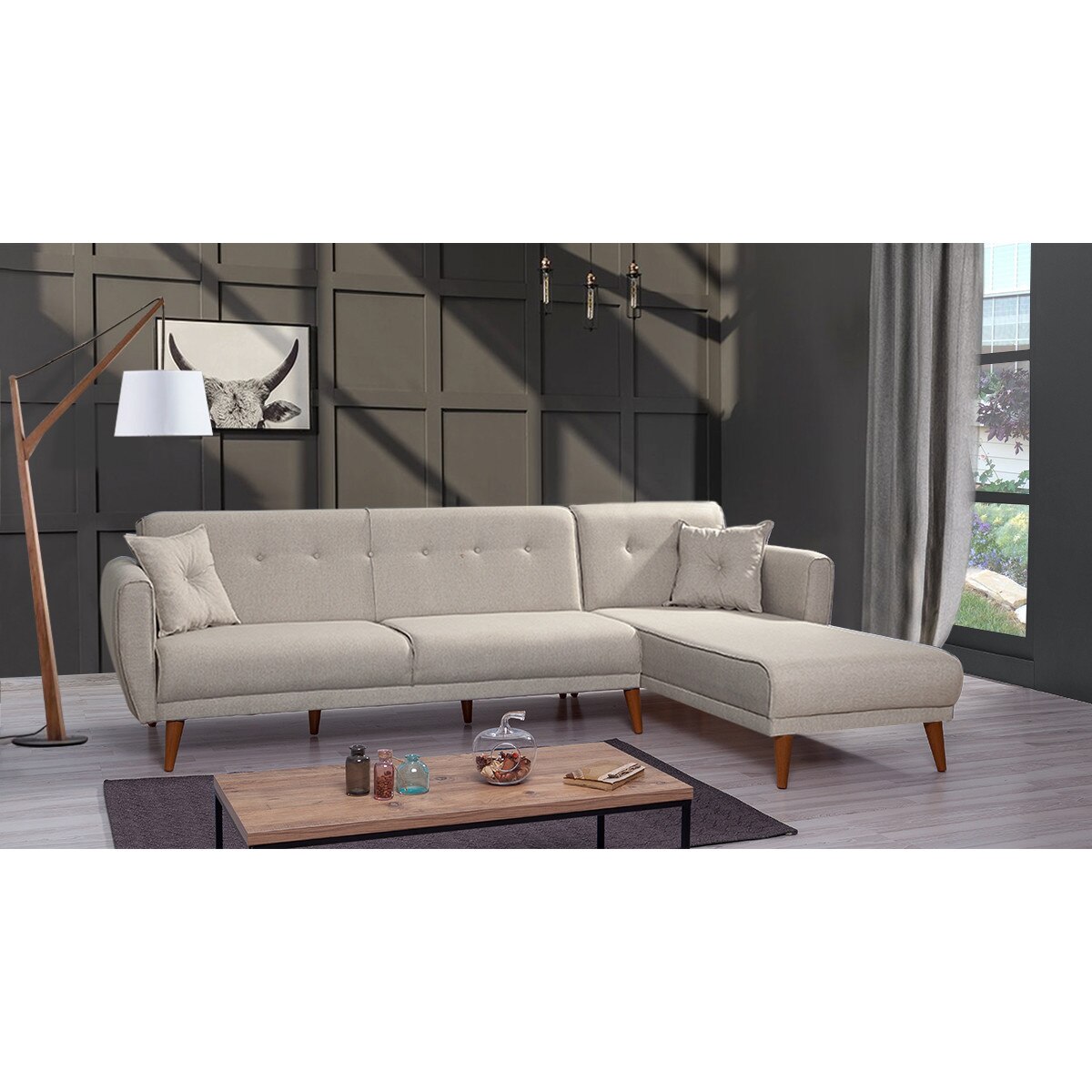 Coltar extensibil Aria crem 270x80x85 - eMAG.ro