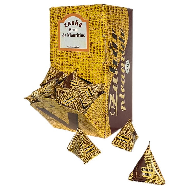 Zahar brun Piramide, ambalat in cutie de carton, 100 x 5 g - eMAG.ro