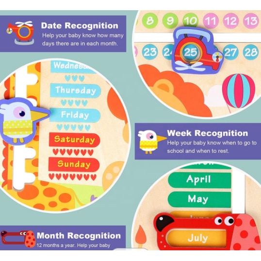 Calendar multifunctional cu ceas, lunile anului, zilele saptamanii si ...