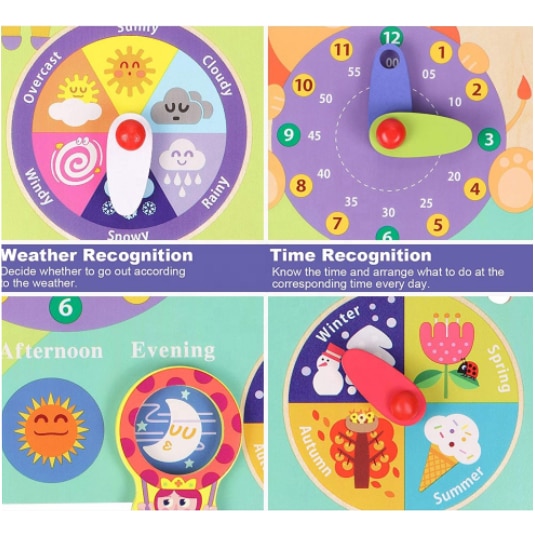 Calendar multifunctional cu ceas, lunile anului, zilele saptamanii si ...